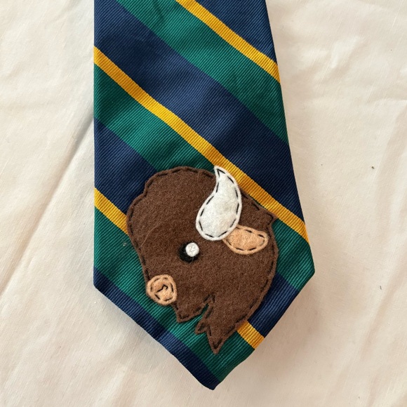 Accessories | Neck Tie American Bison Felt Patch Silk Green Blue Yellow ...
